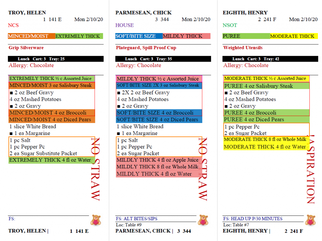 Tray Tickets | Dietech