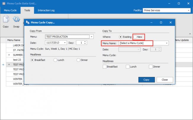 Copying a Menu from an Existing Menu | Dietech