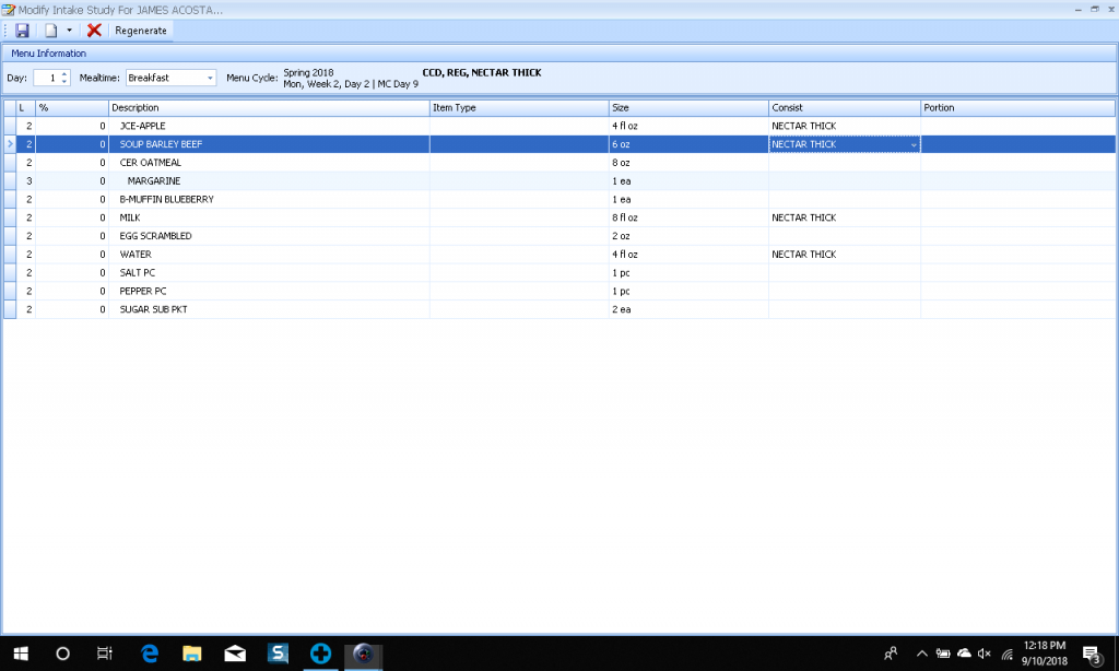 Intake Study Prod | Dietech