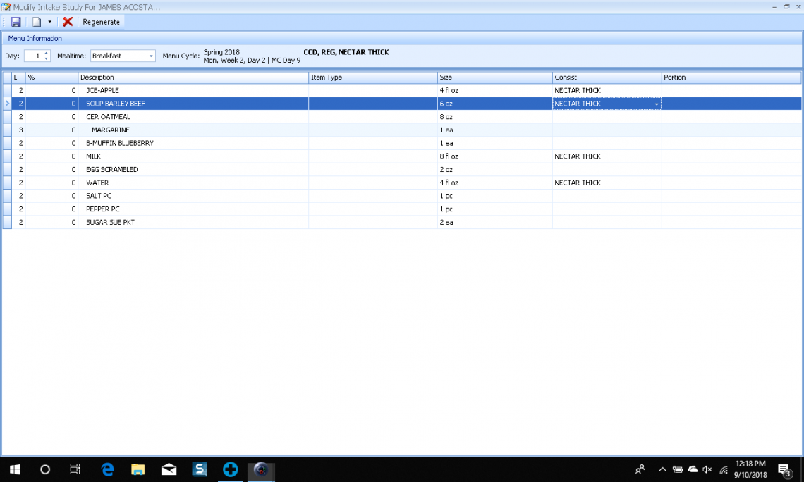 Intake Study Prod | Dietech
