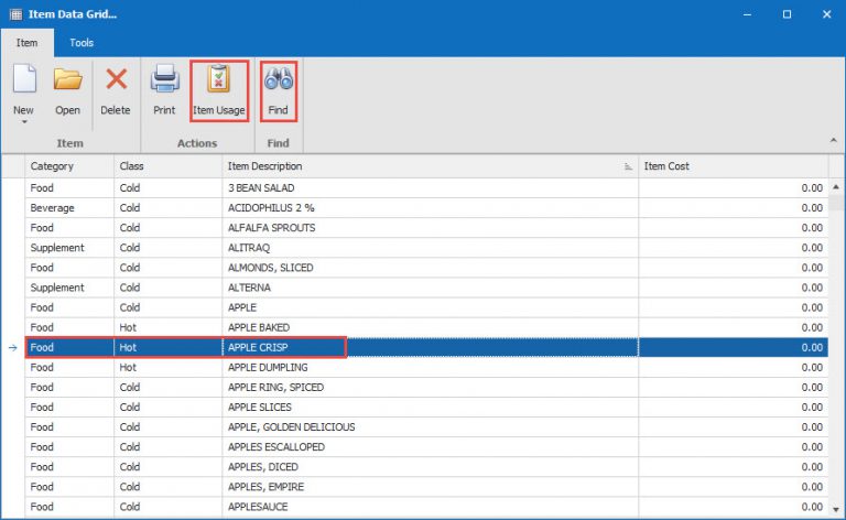 Item Usage | Dietech