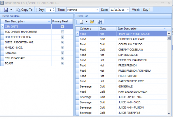 Menu Cycle | Dietech