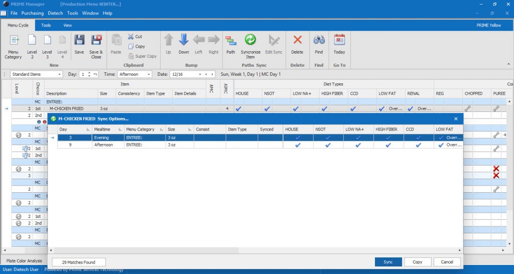Menu Cycle Features | Dietech