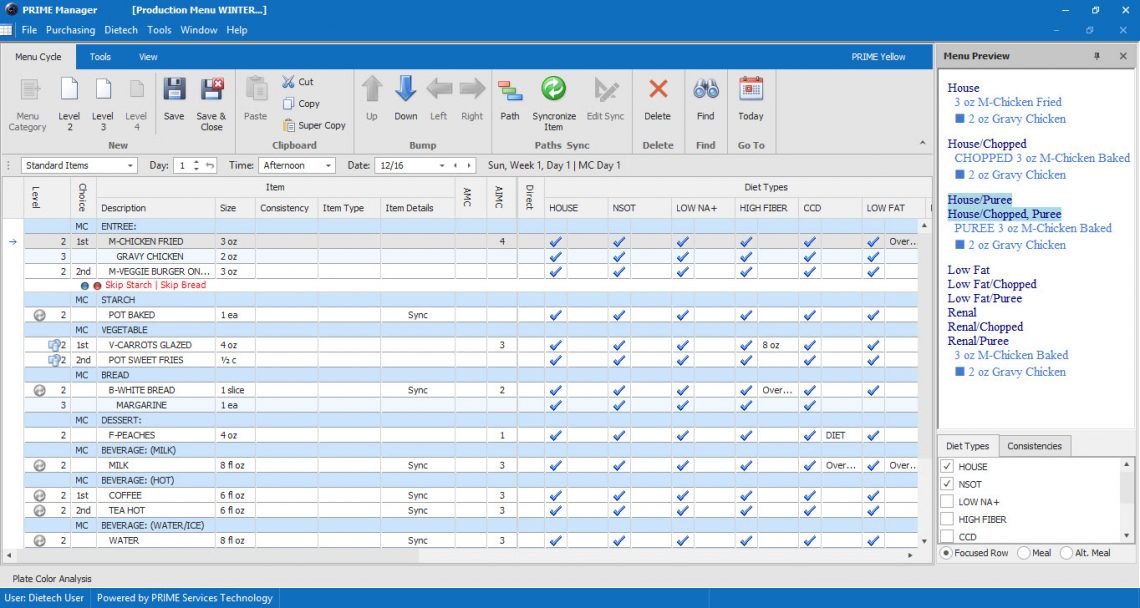 Menu Cycle | Dietech