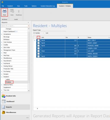 Printing Multiple Meal Patterns | Dietech