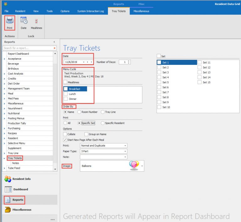 Printing Tray Tickets | Dietech
