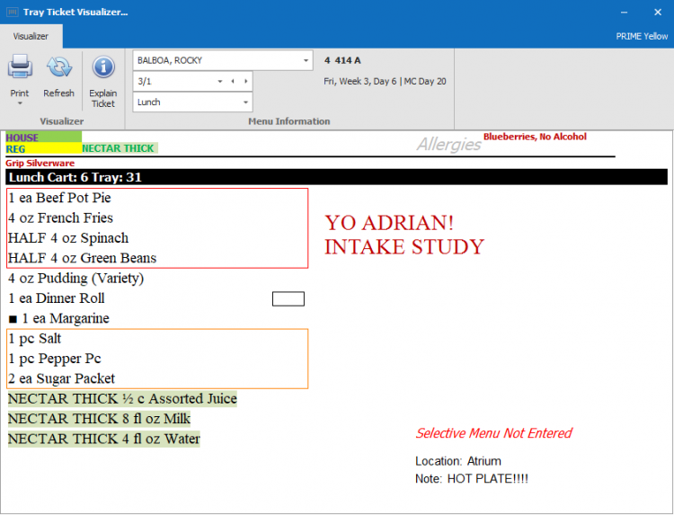 Tray Ticket Visualizer Prod 1 | Dietech