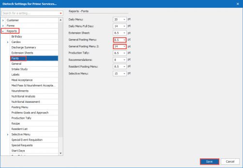 Posting Menu Settings | Dietech