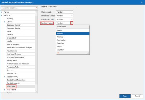Posting Menu Settings | Dietech