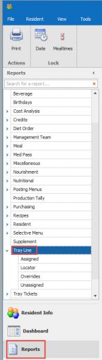 Tray Line Reports | Dietech