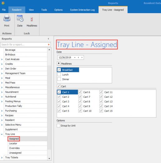 Tray Line Reports | Dietech