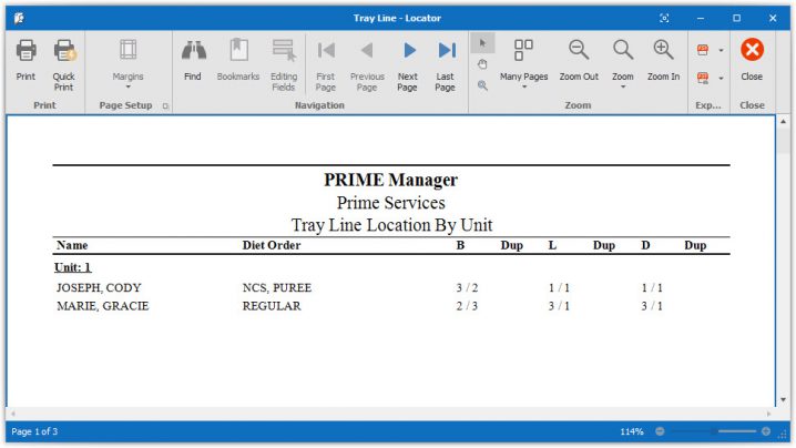 Tray Line Reports | Dietech