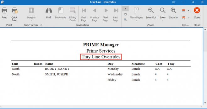 Tray Line Reports | Dietech
