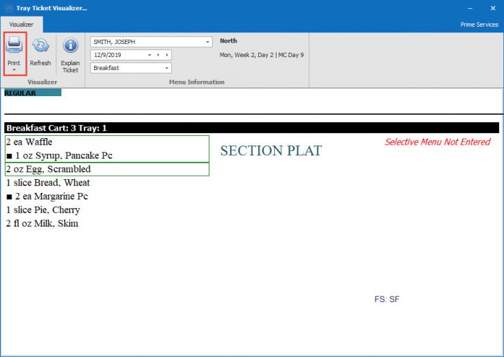 Tray Ticket Visualizer | Dietech