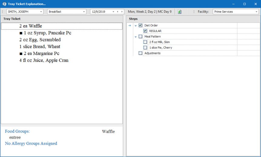 Tray Ticket Visualizer | Dietech